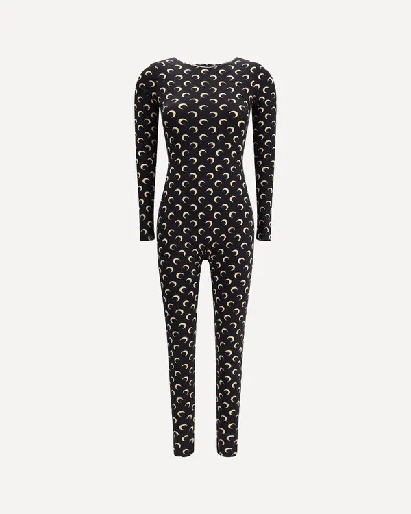 MARINE SERRE All-over Moon Print Long Sleeve Jumpsuit - Brown