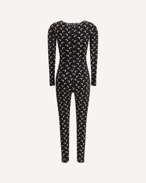 MARINE SERRE All-over Moon Print Long Sleeve Jumpsuit - Brown