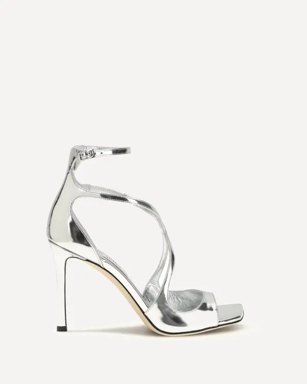 JIMMY CHOO Azia Patent Leather Sandals - Silver