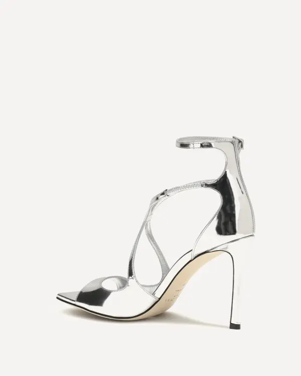 JIMMY CHOO Azia Patent Leather Sandals - Silver