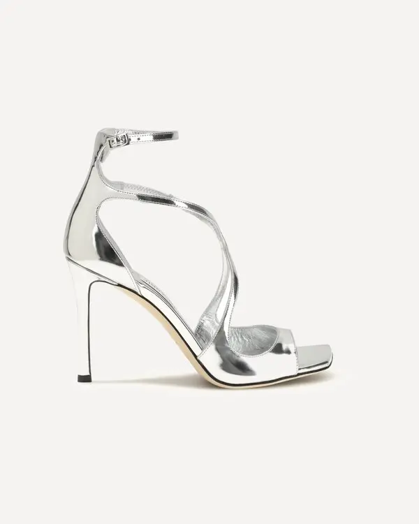 JIMMY CHOO Azia Patent Leather Sandals - Silver