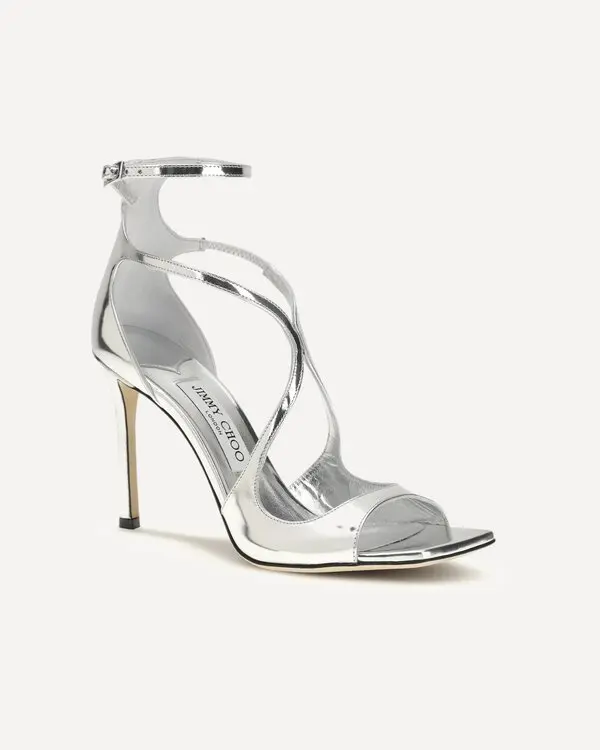 JIMMY CHOO Azia Patent Leather Sandals - Silver