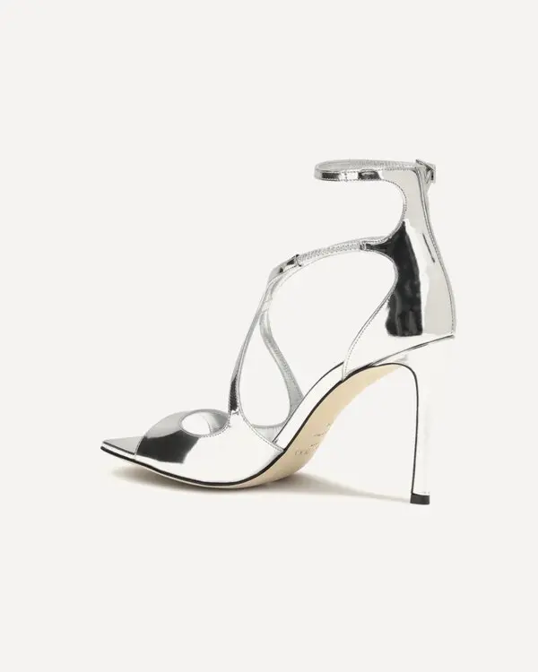 JIMMY CHOO Azia Patent Leather Sandals - Silver