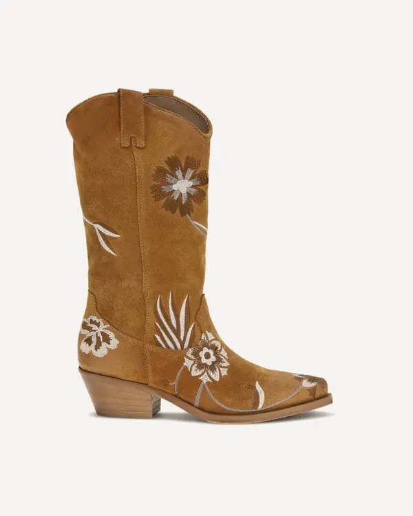 P.a.r.o.s.h Suede Embroidered Texan Boots