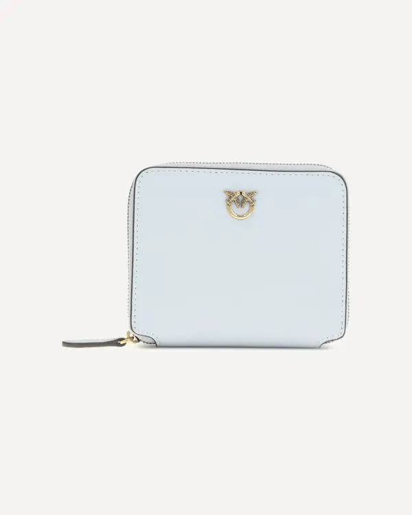 Pinko Leather Zip-around Wallet - Light Blue