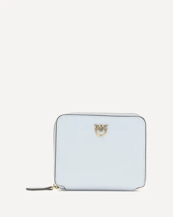 Pinko Leather Zip-around Wallet - Light Blue