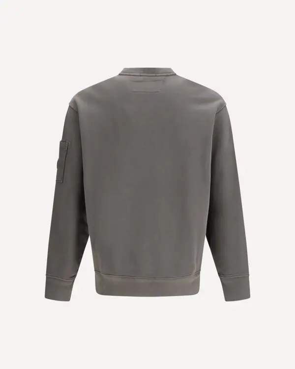 C.P. COMPANY Diagonal Raised Fleece Crewneck Lens Sweatshirt - Green