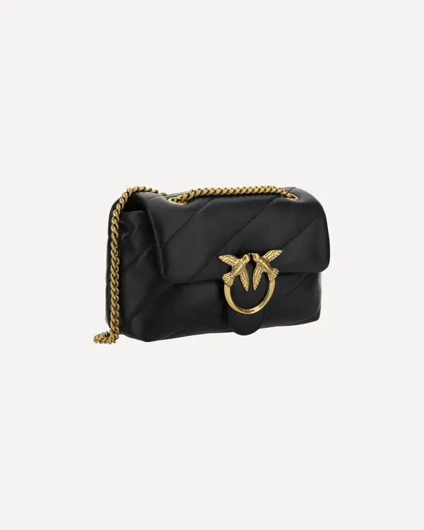 Pinko Love Mini Puff Leather Shoulder Bag With Gold Tone Logo Clasp