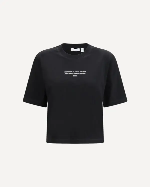 Off-White Made On Earth, Designed On A Plane" Cotton T-shirt - Black