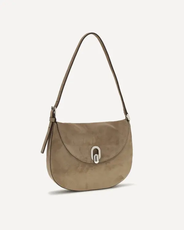 Savette Round Hobo Shoulder Bag In Suede