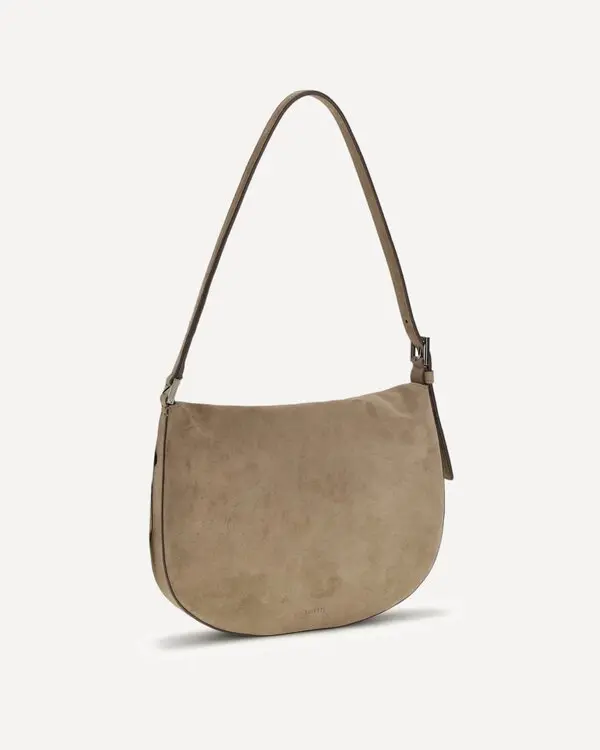 Savette Round Hobo Shoulder Bag In Suede