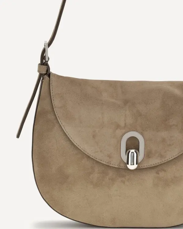 Savette Round Hobo Shoulder Bag In Suede