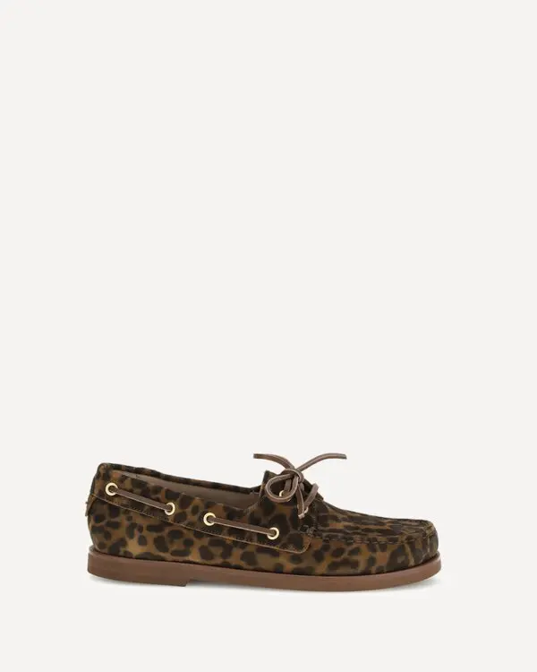 GIANVITO ROSSI Leopard Print Lace Up Flat Loafer Shoes - Multicolour