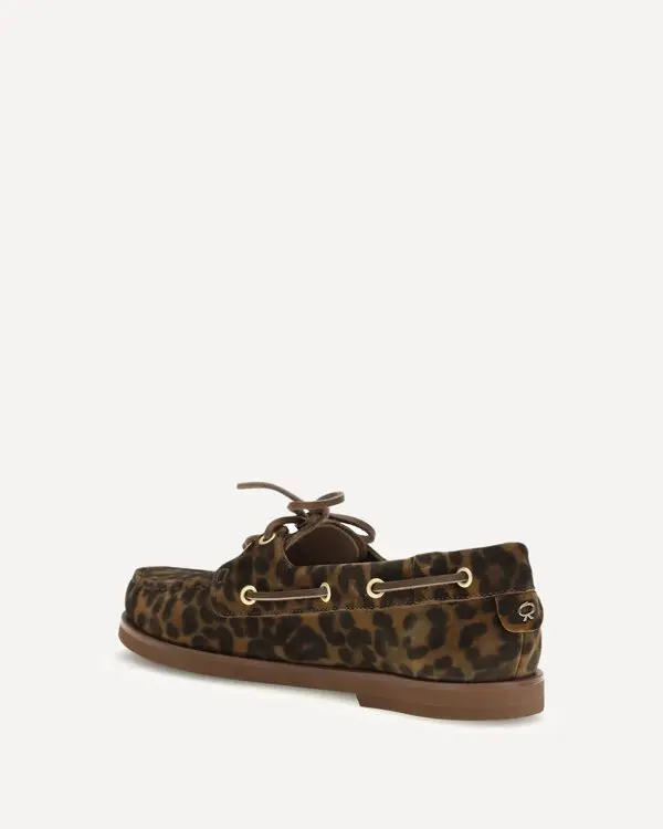 GIANVITO ROSSI Leopard Print Lace Up Flat Loafer Shoes - Multicolour