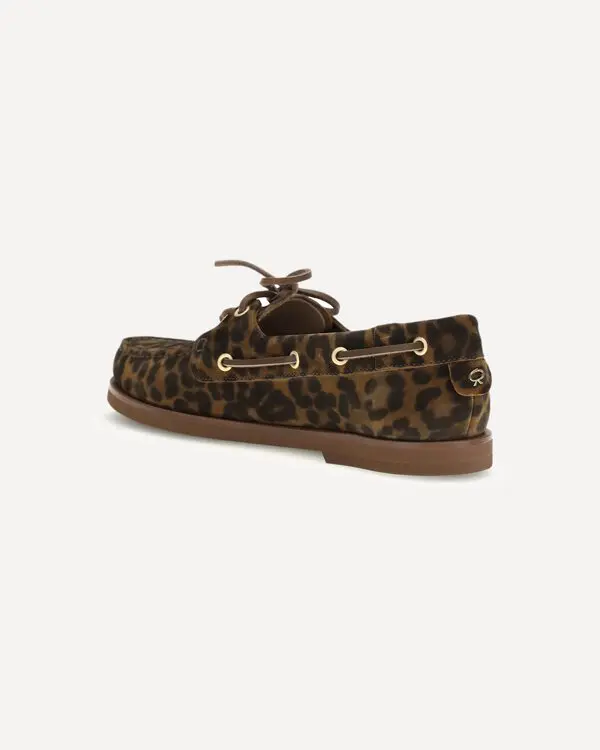 GIANVITO ROSSI Leopard Print Lace Up Flat Loafer Shoes - Multicolour