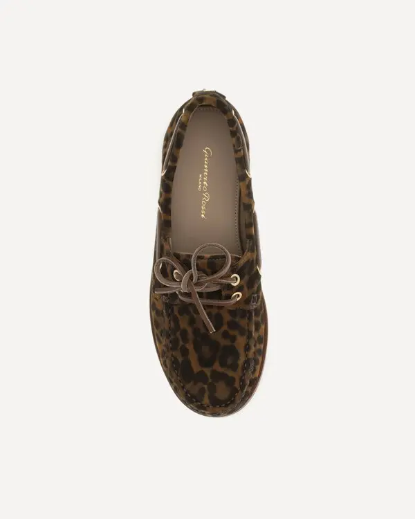 GIANVITO ROSSI Leopard Print Lace Up Flat Loafer Shoes - Multicolour