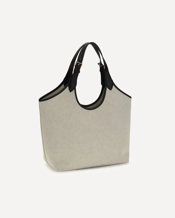 Versace La Medusa Tote Bag In Calf Leather And Fabric - Beige