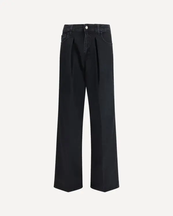 HAIKURE Candy Jeans Wide Leg Pleated Denim - Black