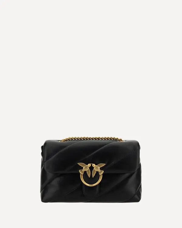 Pinko Love Classic Leather Shoulder Bag - Black
