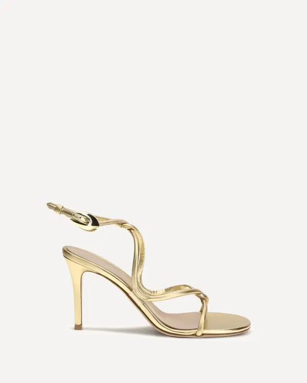 GIANVITO ROSSI Jungle Mamba Metallic Leather Stiletto Sandals