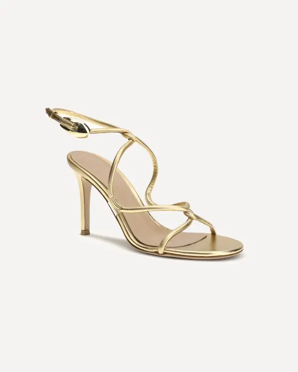 GIANVITO ROSSI Jungle Mamba Metallic Leather Stiletto Sandals