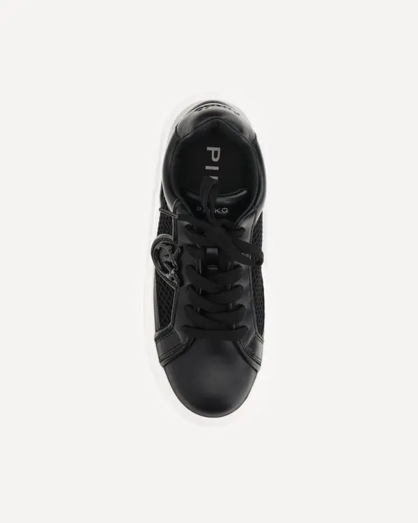 Pinko Yoko Leather And Mesh Sneakers - Black