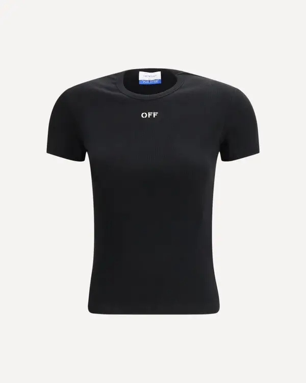 Off-White Off Stamp" Ribbed T-shirt - Black