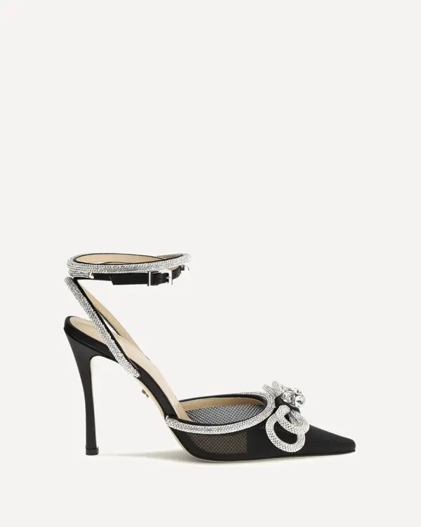Mach & Mach Double Bow Satin Pumps - Black