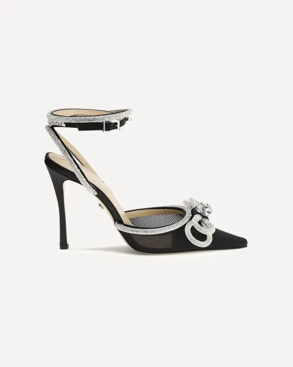 Mach & Mach Double Bow Satin Pumps - Black