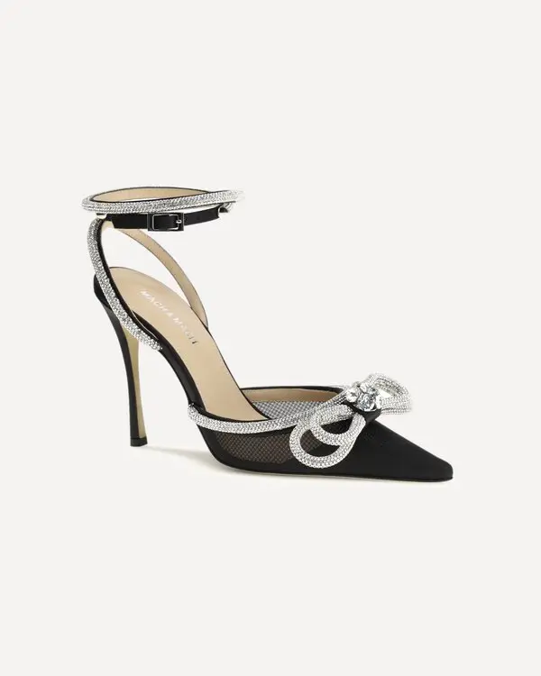 Mach & Mach Double Bow Satin Pumps - Black