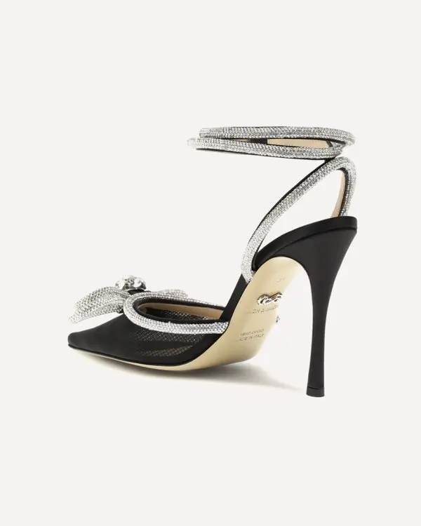 Mach & Mach Double Bow Satin Pumps - Black