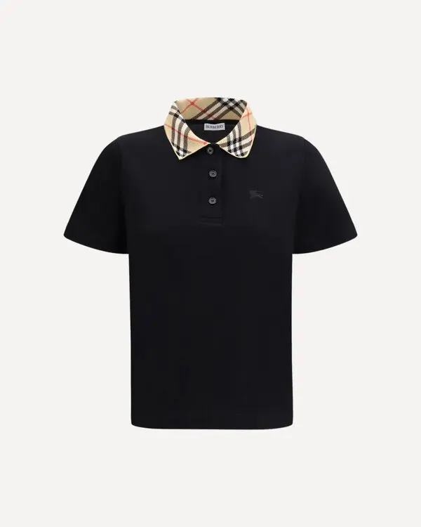 Burberry Cotton Piqué Polo Shirt With Signature Check Collar