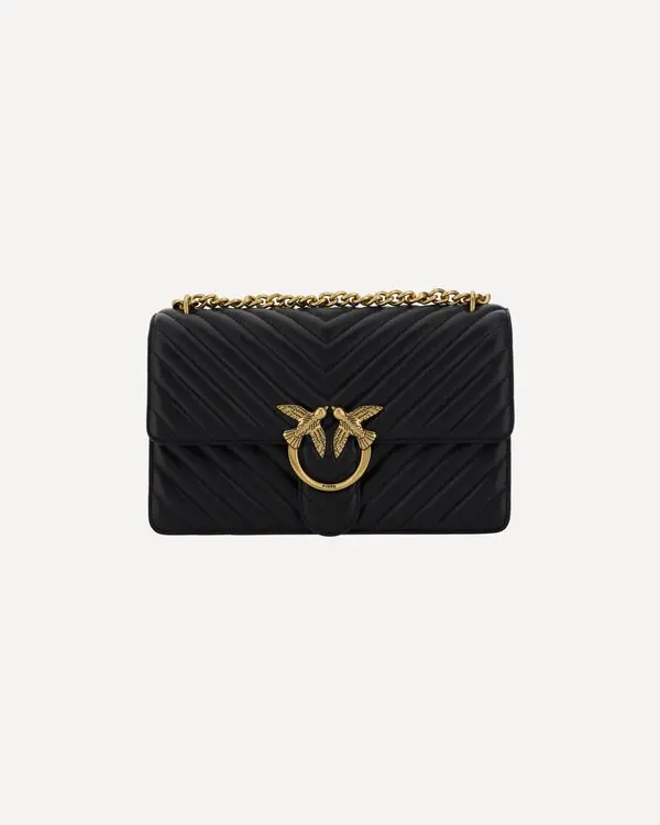 Pinko Love One Classic Quilted Leather Shoulder Bag With Gold Tone Hardware