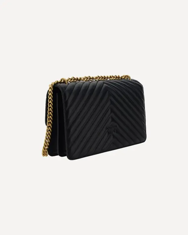 Pinko Love One Classic Quilted Leather Shoulder Bag With Gold Tone Hardware