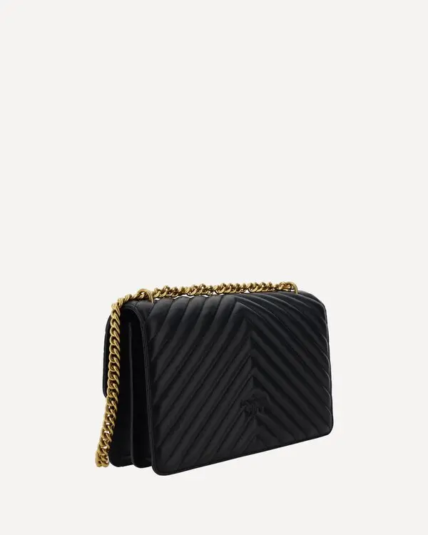 Pinko Love One Classic Quilted Leather Shoulder Bag With Gold Tone Hardware