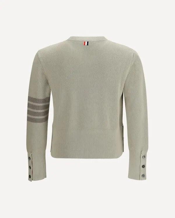 Thom Browne Cotton Crewneck Sweater With Four-bar Detail - Beige