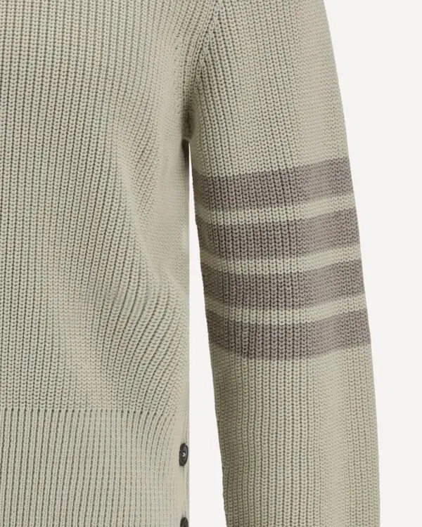 Thom Browne Cotton Crewneck Sweater With Four-bar Detail - Beige