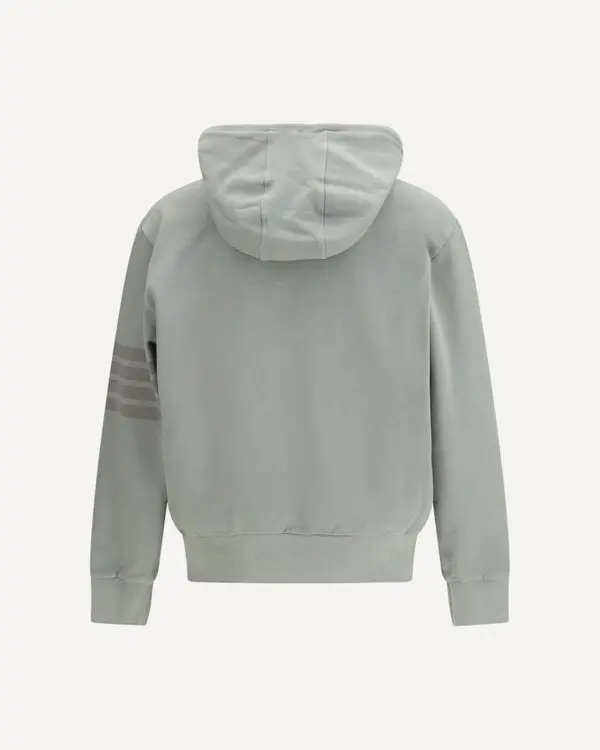 Thom Browne Cotton Hoodie With Signature Stripes - Grey