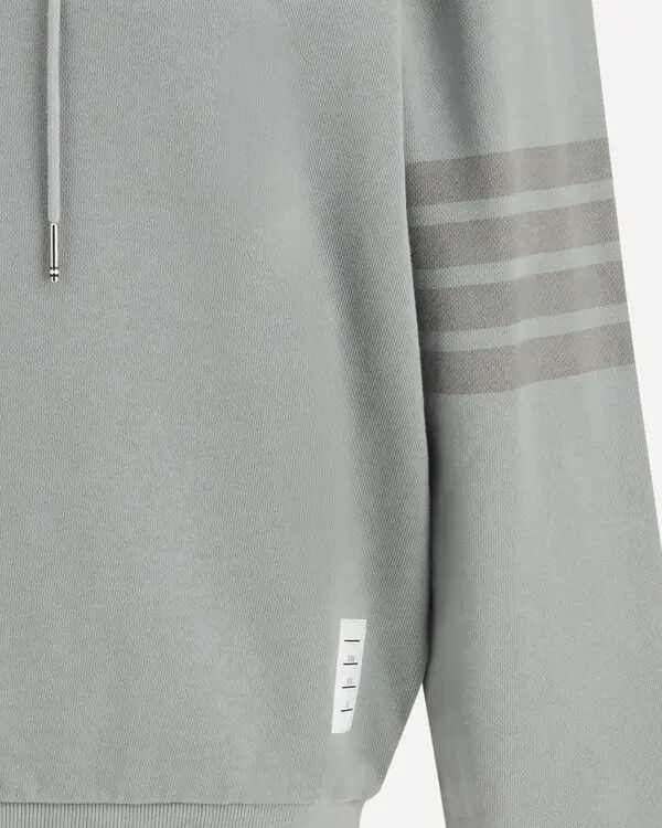 Thom Browne Cotton Hoodie With Signature Stripes - Grey