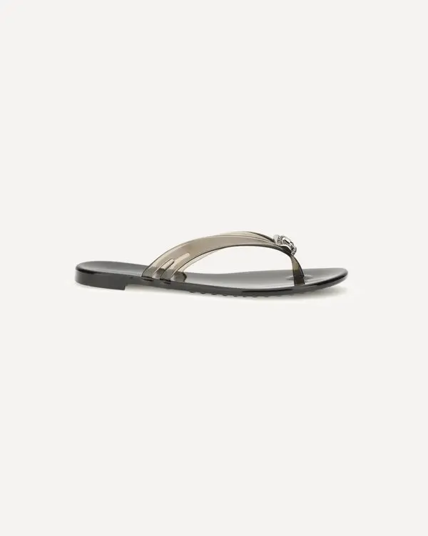 Casadei Transparent Rubber Thong Sandals With Rhinestone Embellishment