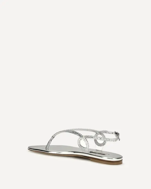Casadei Josephine Metallic Woven Leather Thong Sandals