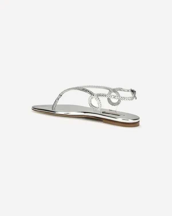 Casadei Josephine Metallic Woven Leather Thong Sandals