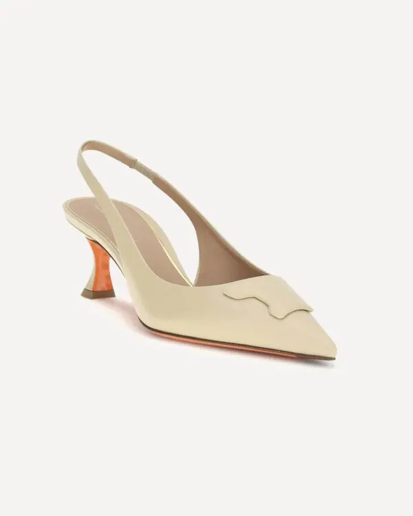 Santoni Taylor Slingback Pumps - Beige