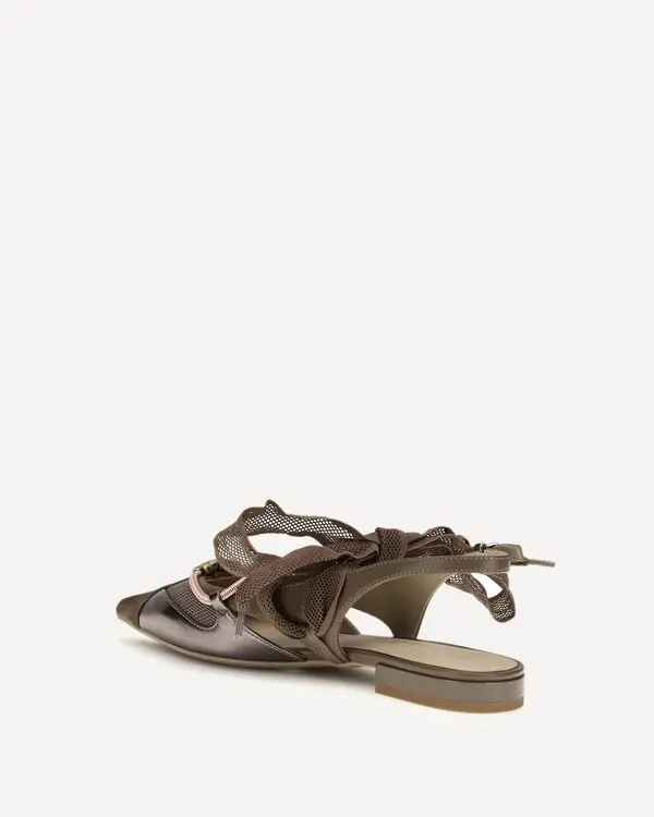 Pinko Gianira Leather Ballerinas With Ribbon Detailing