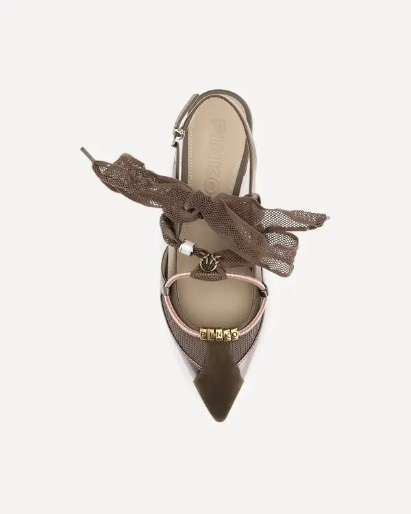 Pinko Gianira Leather Ballerinas With Ribbon Detailing
