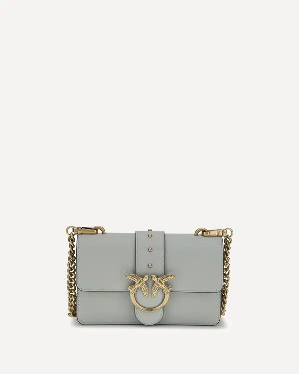 Pinko Love One Small Shoulder Bag With Chain Strap - Grey