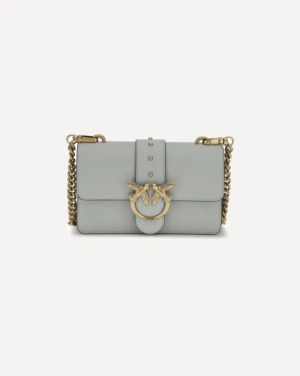 Pinko Love One Small Shoulder Bag With Chain Strap - Grey