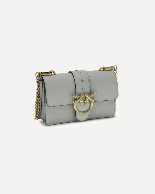Pinko Love One Small Shoulder Bag With Chain Strap - Grey