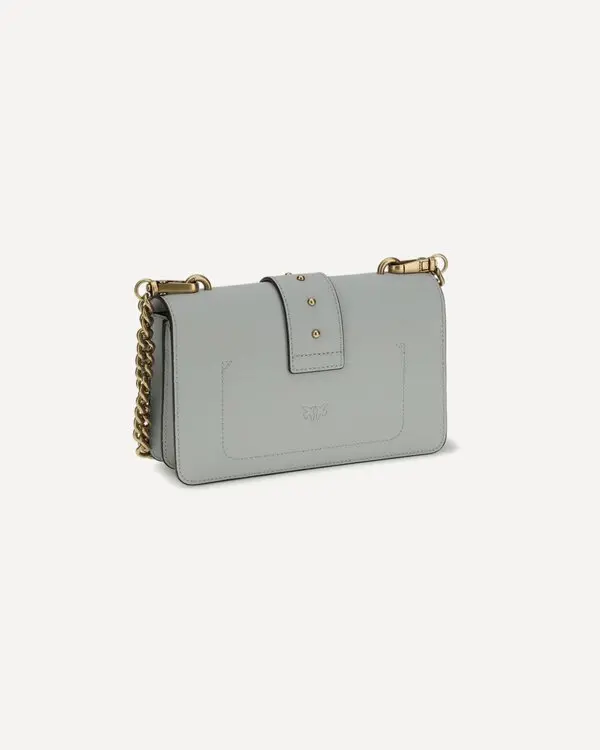 Pinko Love One Small Shoulder Bag With Chain Strap - Grey