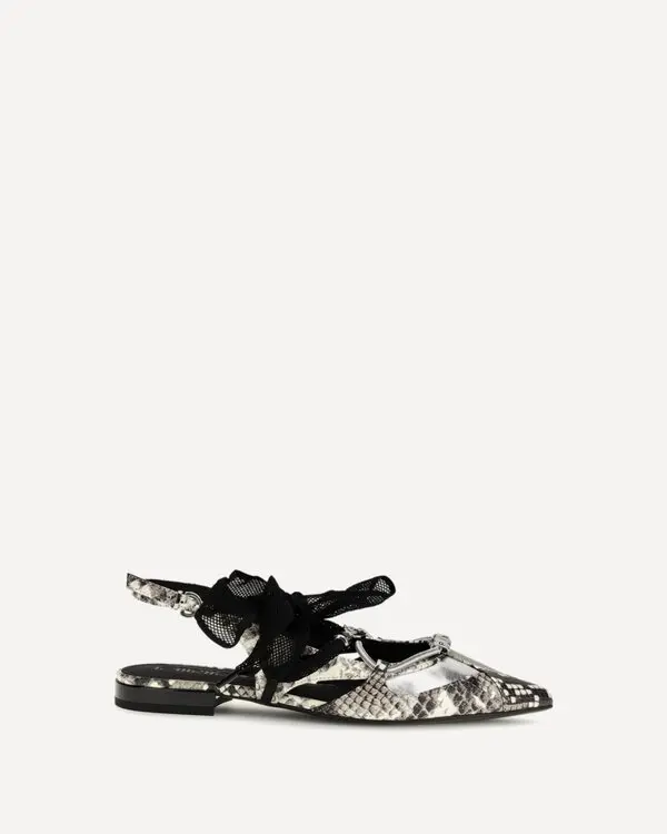 Pinko Python-print Gianira Ballerinas With Buckle And Bow Detailing